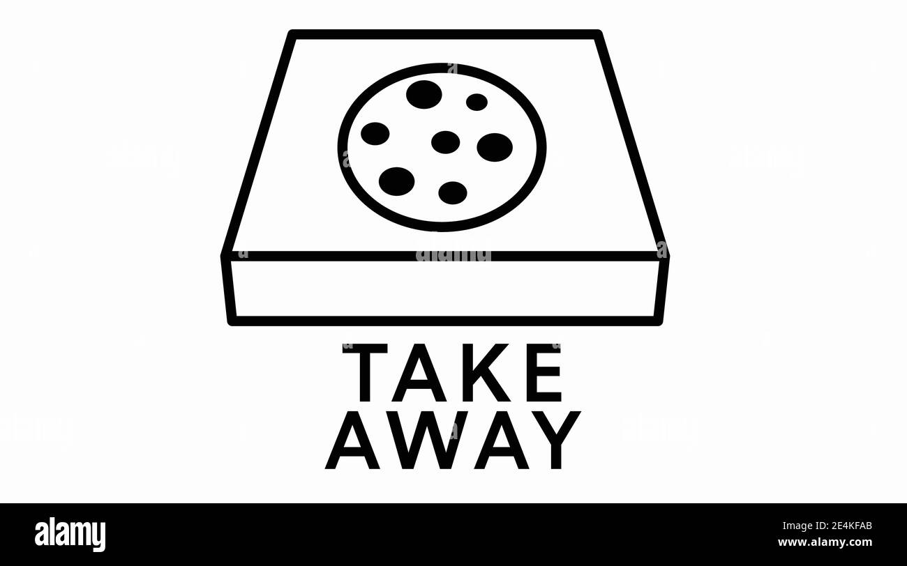 Vector Isolated Take Away Icon or Sign, with a Pizza Box. Pizza Box ...
