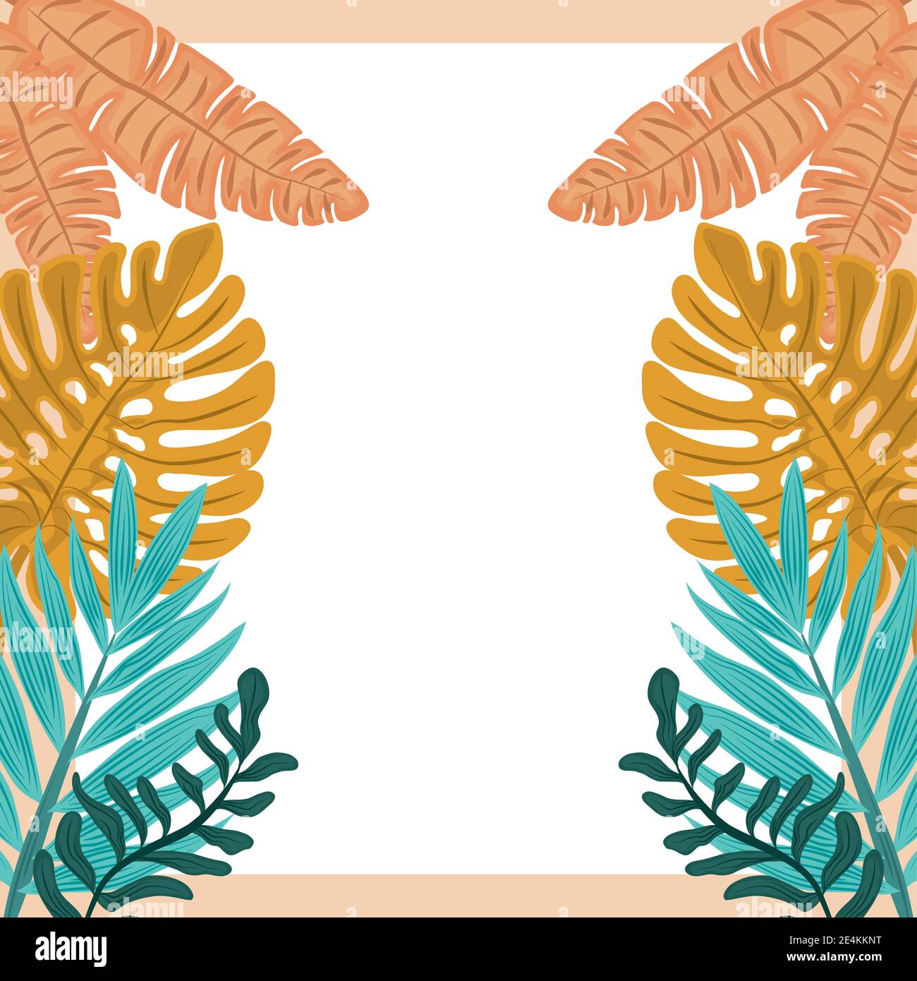 tropical leaves palm tree plant foliage border decoration background ...