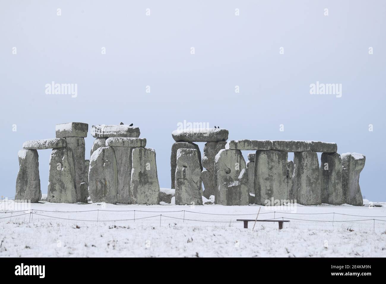 A snowy Stonehenge in Wiltshire. Picture date: Sunday January 24, 2021 ...