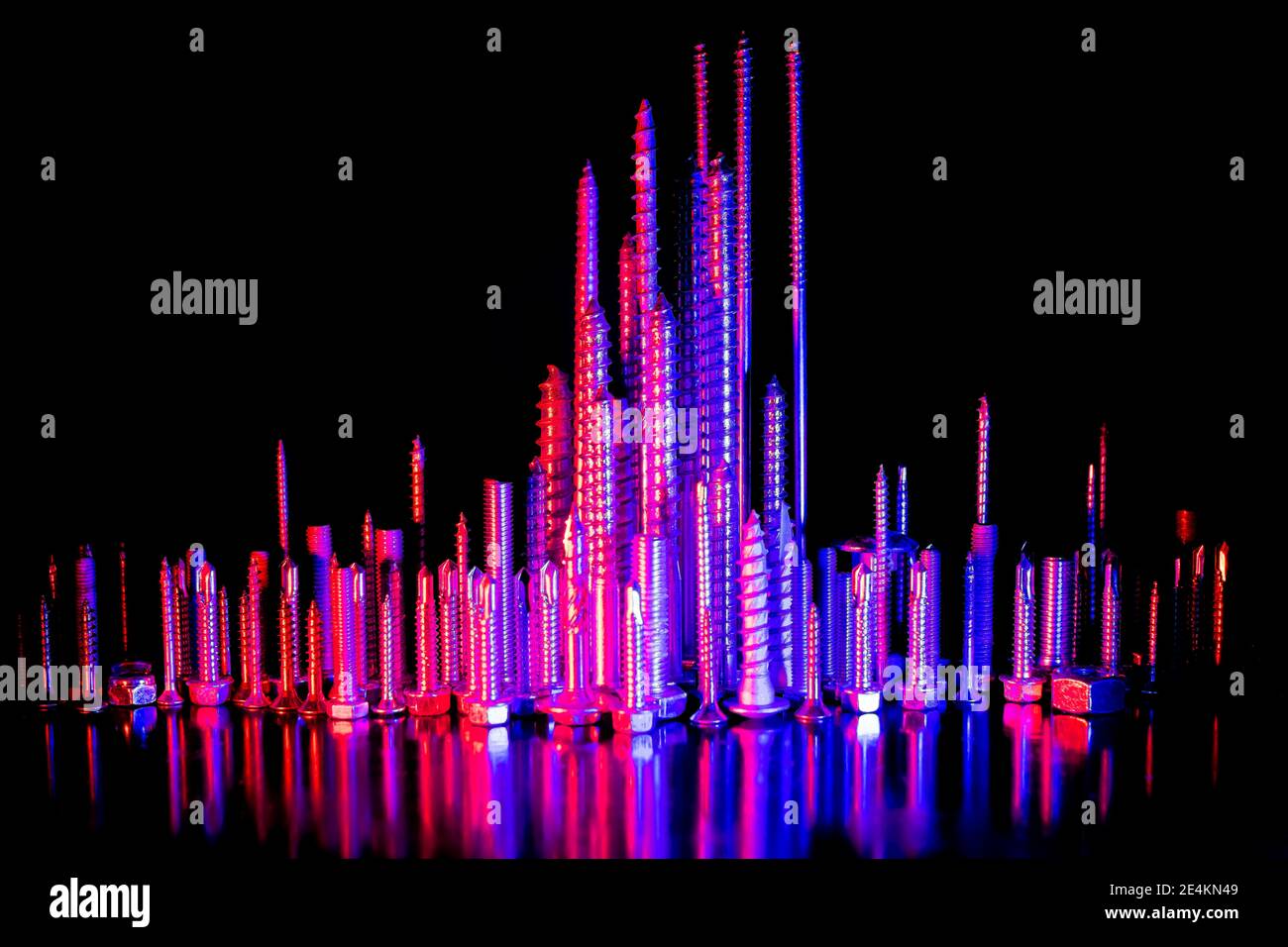 Screw Skyline with colored light Stock Photo - Alamy