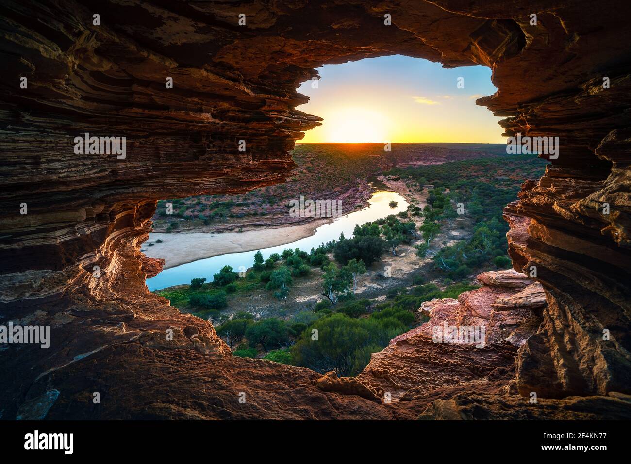 sunrise at natures window in the desert of kalbarri national park ...