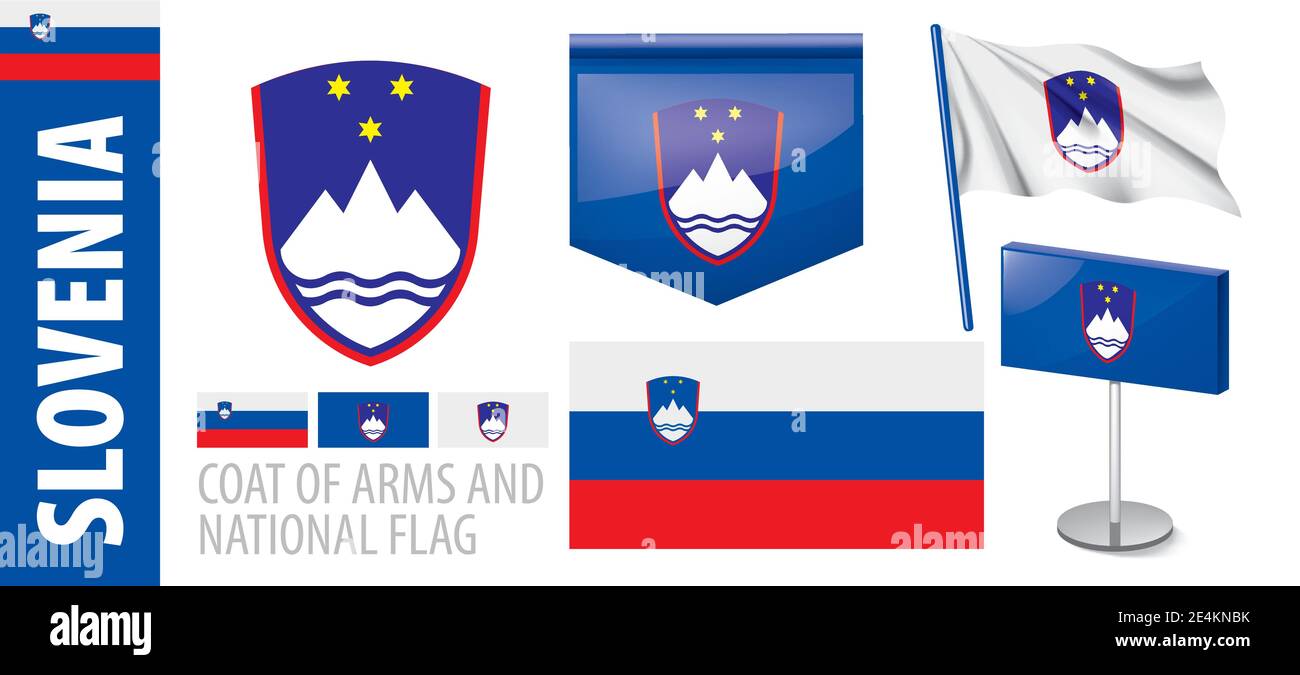 Vector set of the coat of arms and national flag of Slovenia Stock ...
