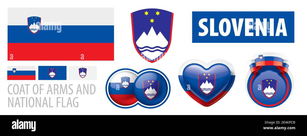 Vector set of the coat of arms and national flag of Slovenia Stock ...