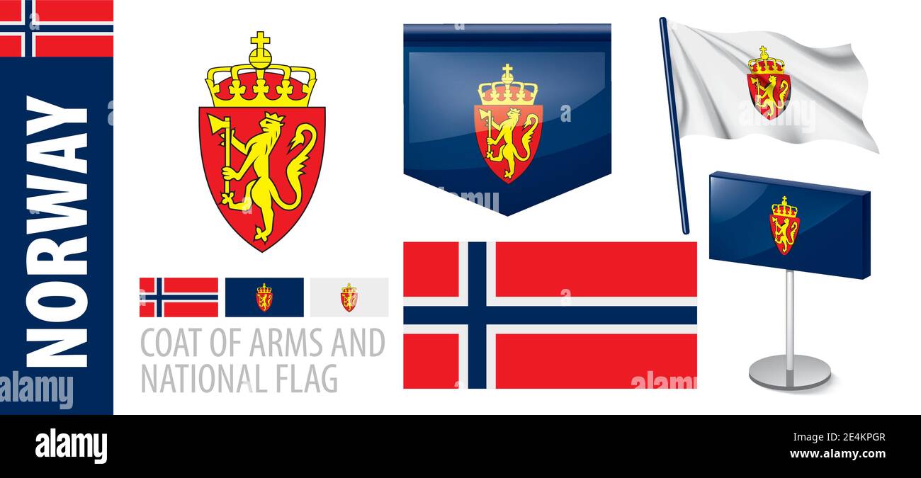 Vector set of the coat of arms and national flag of Norway Stock Vector Image & Art - Alamy