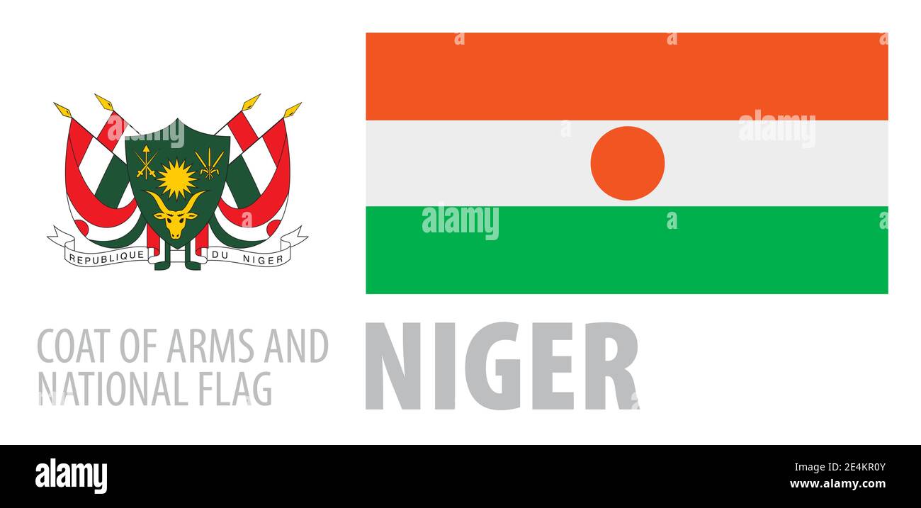 Vector set of the coat of arms and national flag of Niger Stock Vector ...
