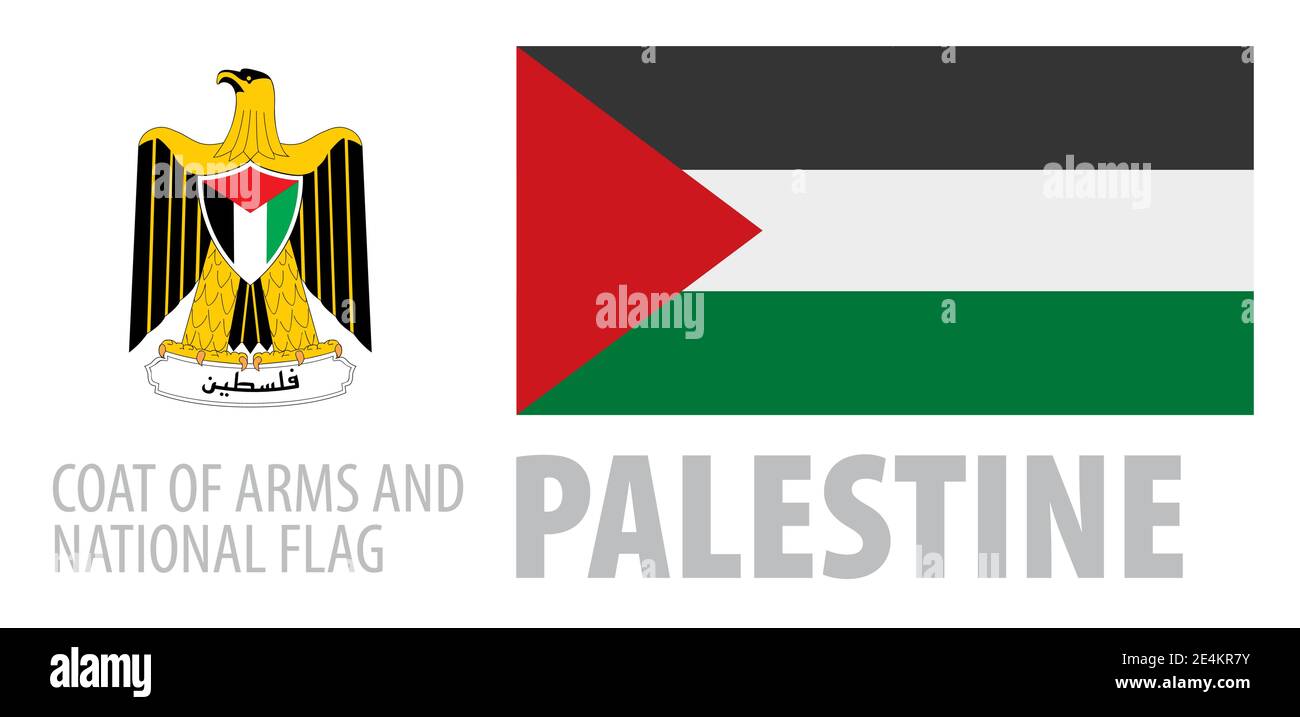 Vector set of the coat of arms and national flag of Palestine Stock ...