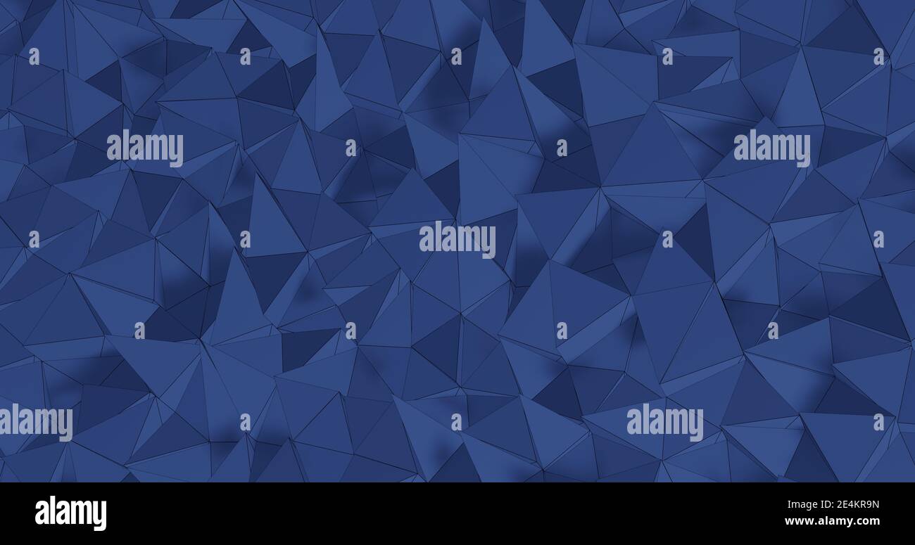 Blue triangular crystal abstract background for presentation design. 3d ...
