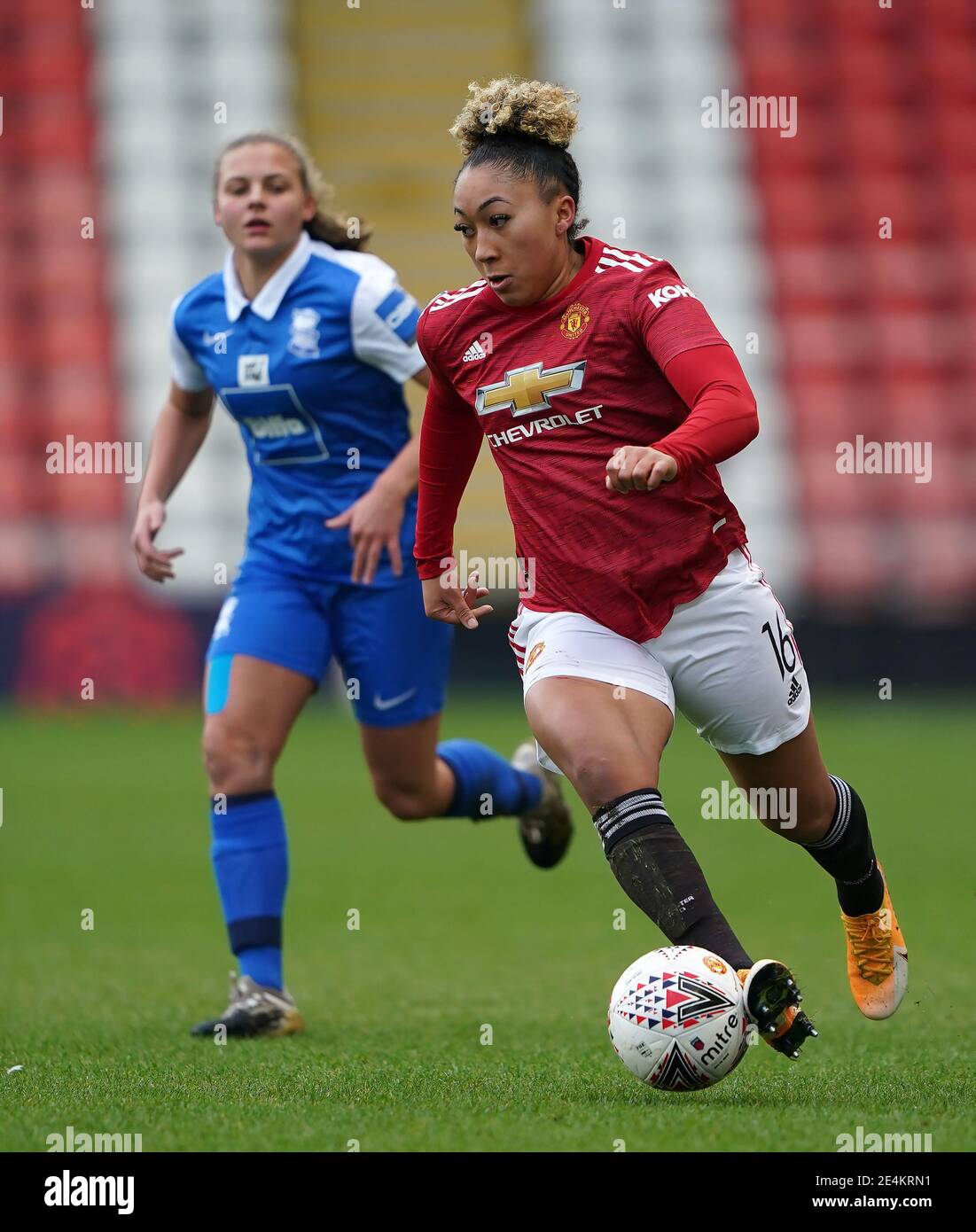 Birmingham City's Georgia Brougham (left) and Manchester United's ...