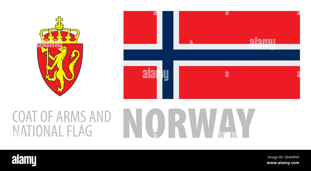 Vector set of the coat of arms and national flag of Norway Stock Vector ...