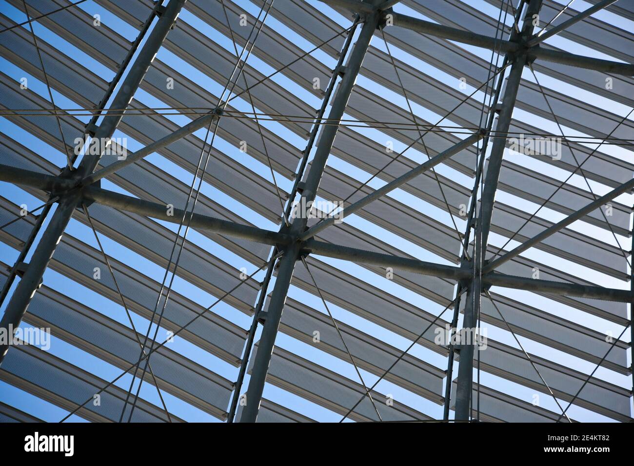 Close-up view of the San Diego Public Library iconic steel-and-mesh ...