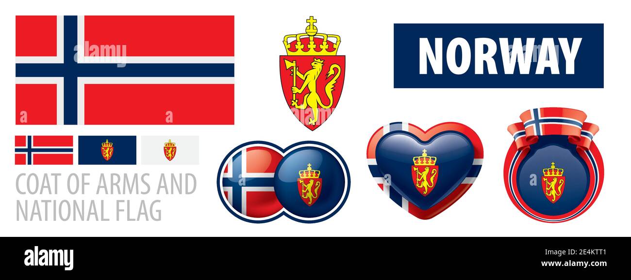 Vector set of the coat of arms and national flag of Norway Stock Vector Image & Art - Alamy