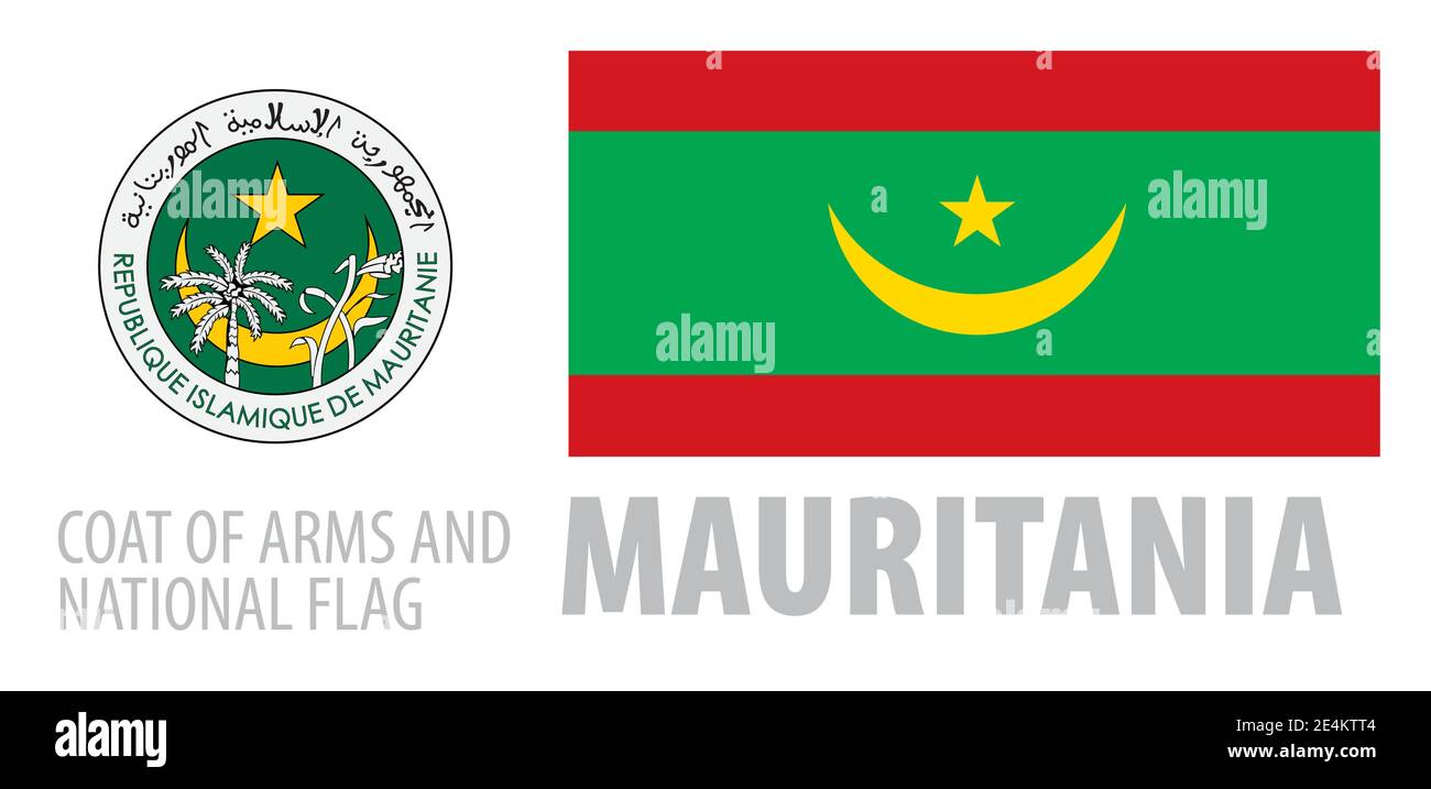 Vector Set Of The Coat Of Arms And National Flag Of Mauritania Stock Vector Image And Art Alamy
