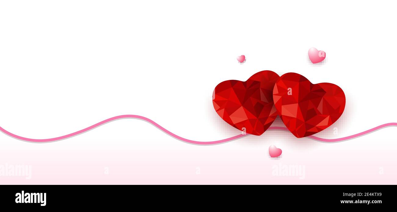 Happy valentine's day origami red heart low polygon design with shadow ...