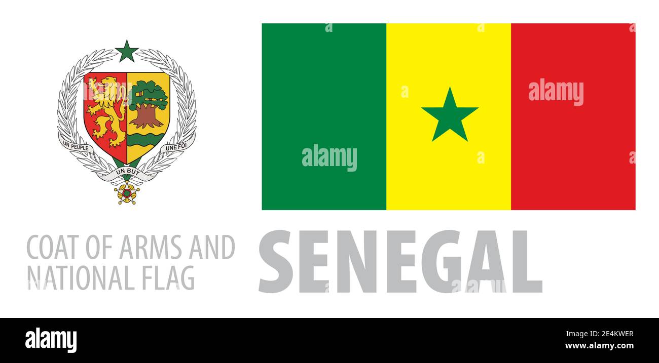 Vector set of the coat of arms and national flag of Senegal Stock ...