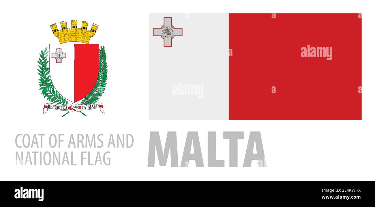 Vector set of the coat of arms and national flag of Malta Stock Vector ...
