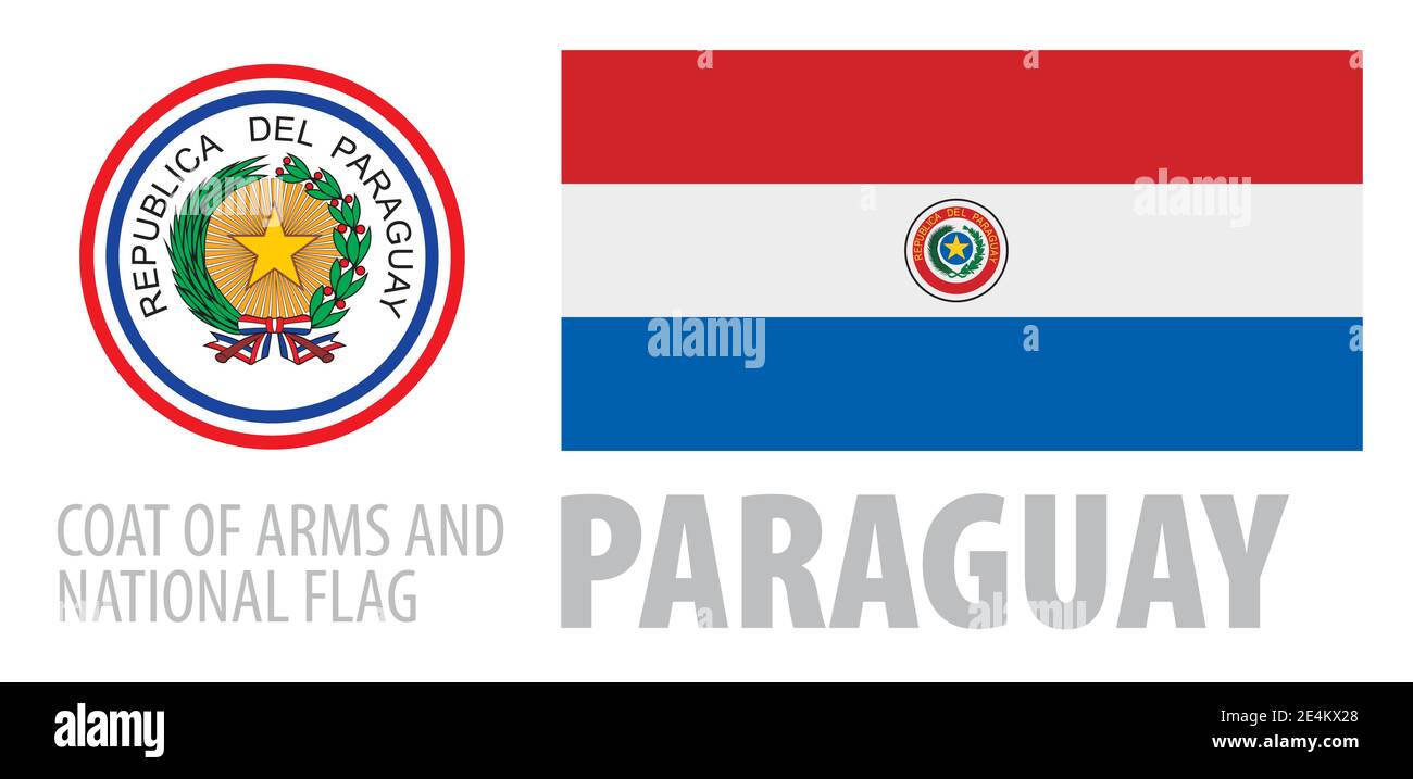 Vector set of the coat of arms and national flag of Paraguay Stock ...