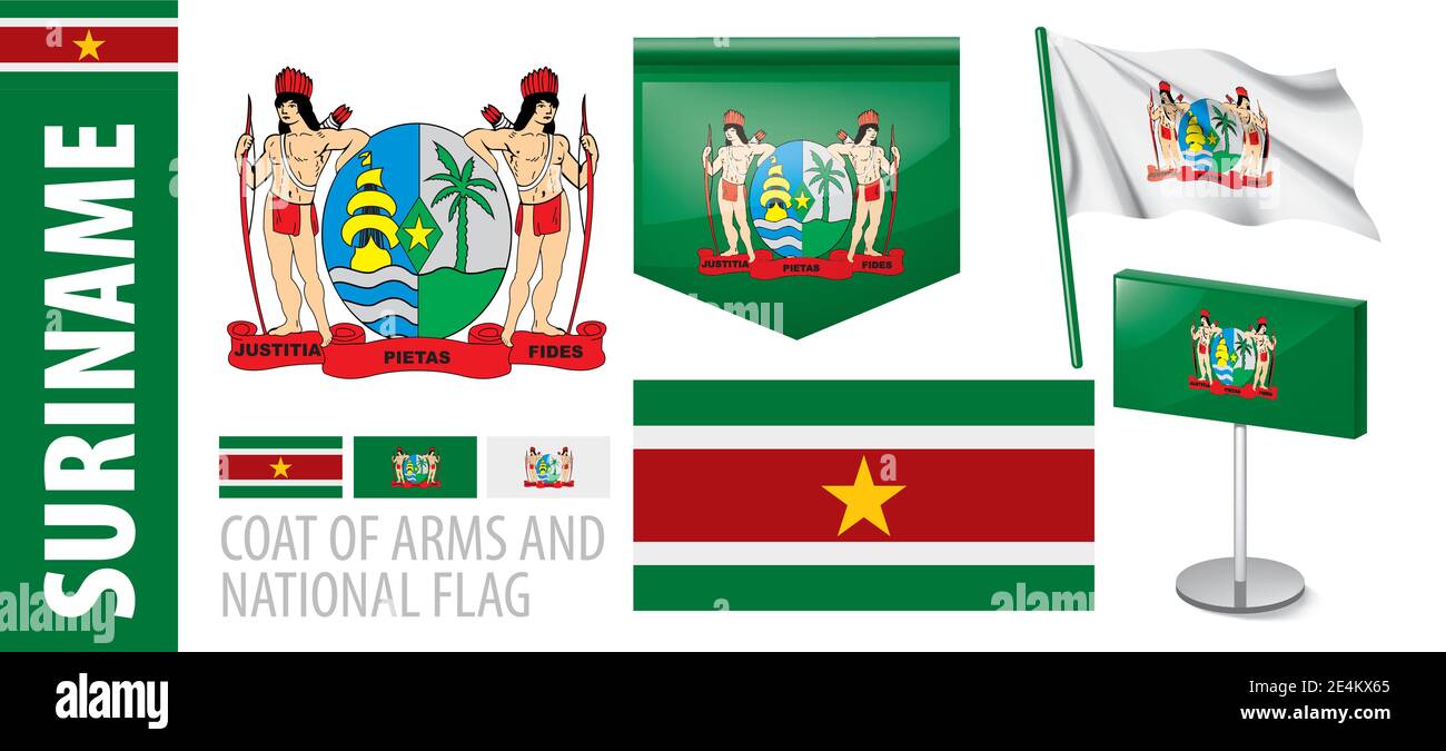 Vector set of the coat of arms and national flag of Suriname Stock Vector Image & Art - Alamy