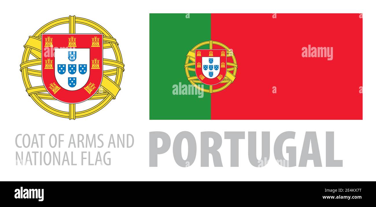 Vector set of the coat of arms and national flag of Portugal Stock ...