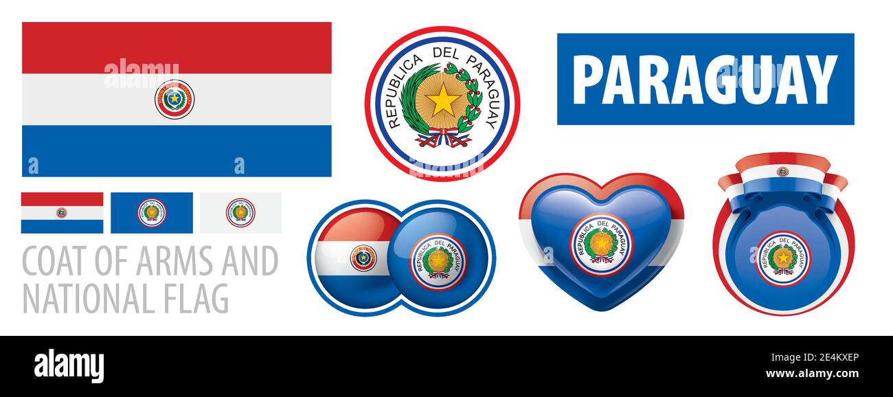 Vector set of the coat of arms and national flag of Paraguay Stock ...