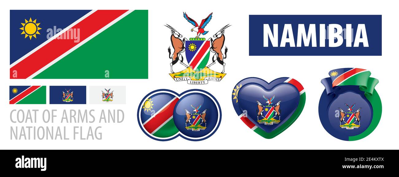 Vector set of the coat of arms and national flag of Namibia Stock ...