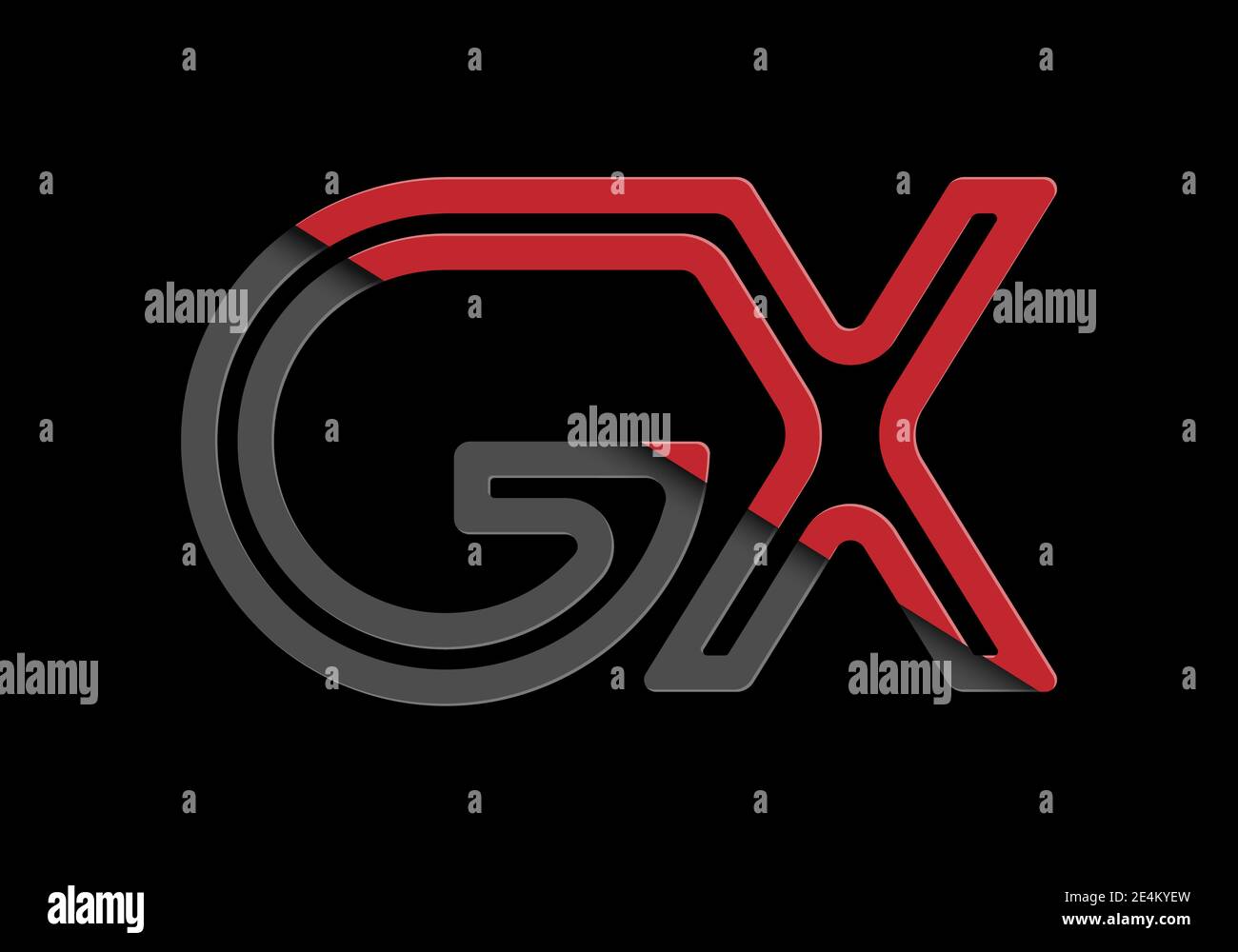 Stylized lowercase letters G and X in red and black connected by a ...