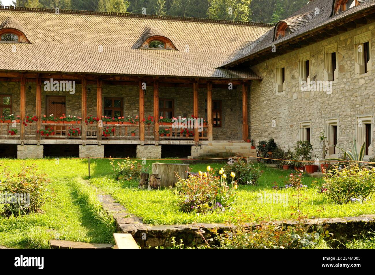 side view of an traditional nuns house at the monastery Stock Photo - Alamy