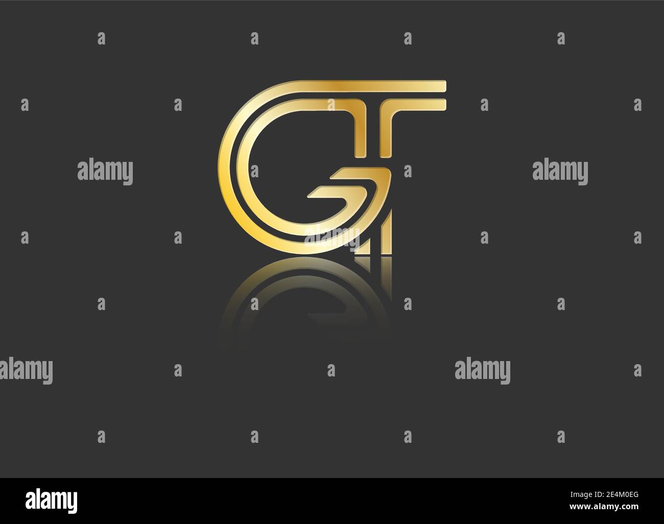 Gold stylized lowercase letters G and T with reflection connected by a ...