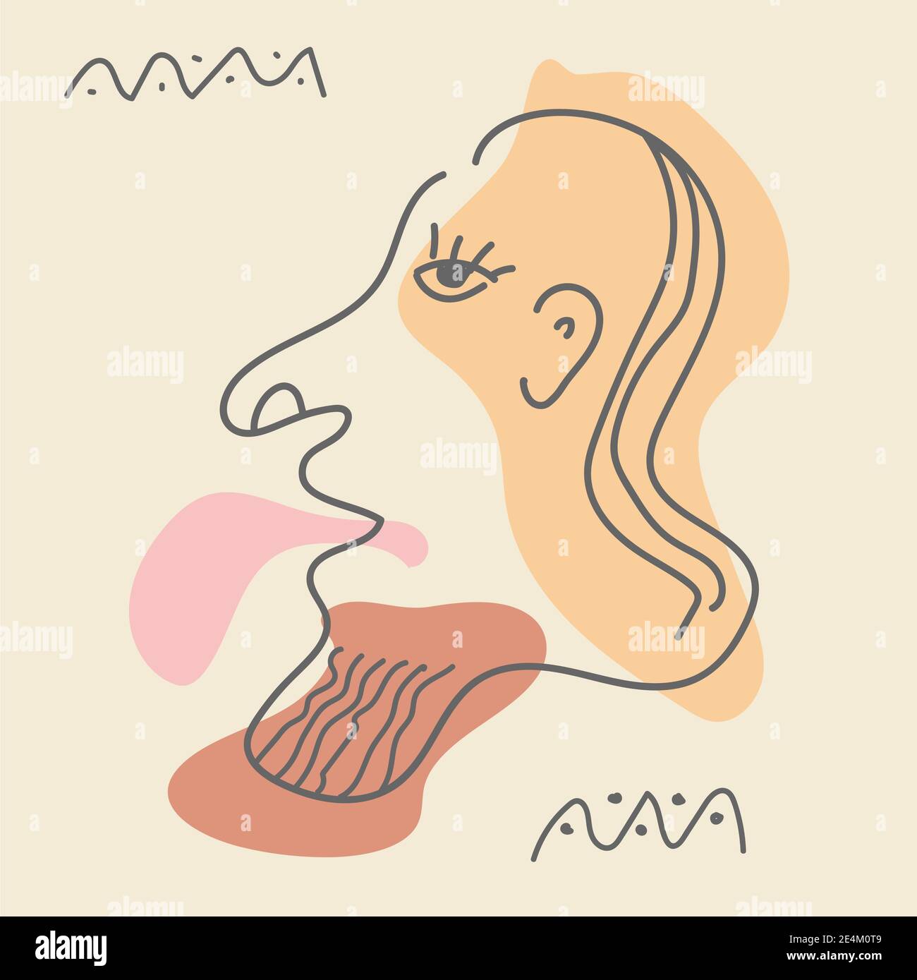 Abstract face in a minimalist style. Linear vector illustration. Flat ...