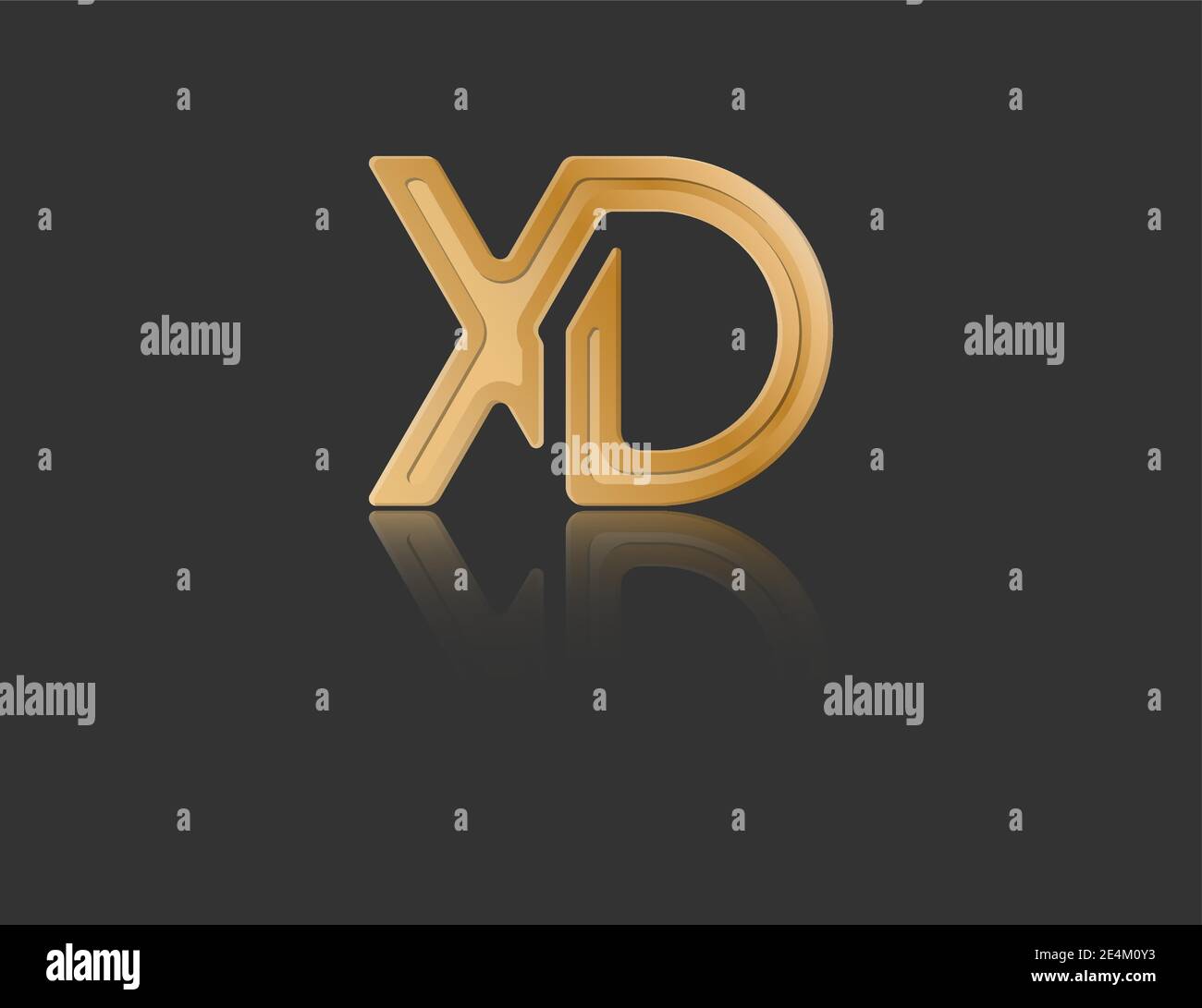 Gold stylized lowercase letters X and D with reflection connected by a ...