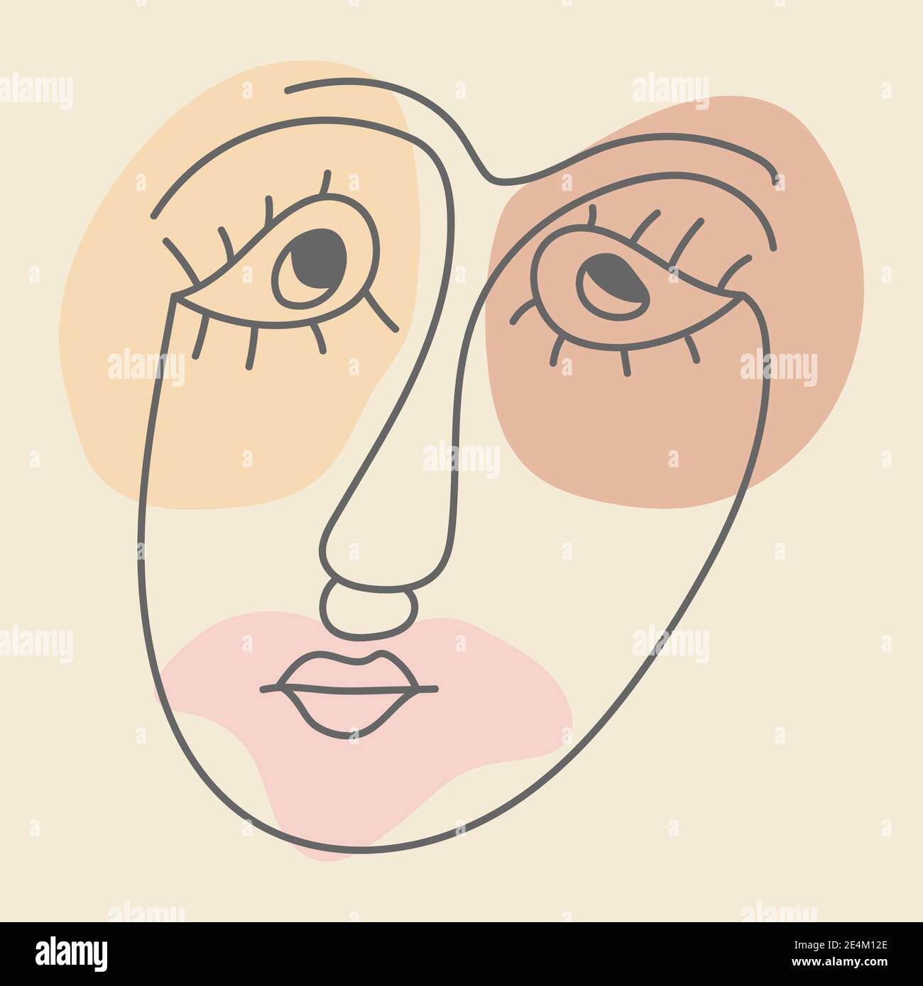 Abstract face in a minimalist style. Linear vector illustration. Flat ...