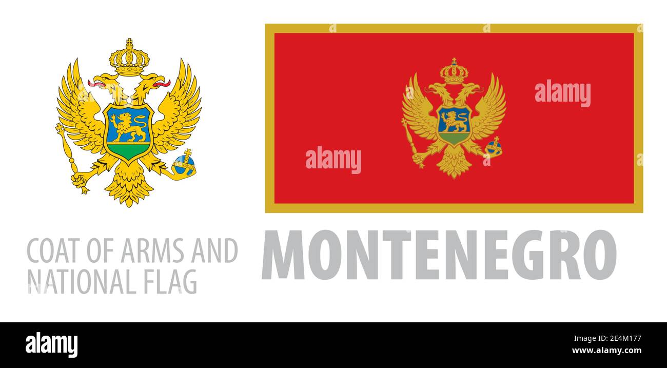 Vector set of the coat of arms and national flag of Montenegro Stock ...