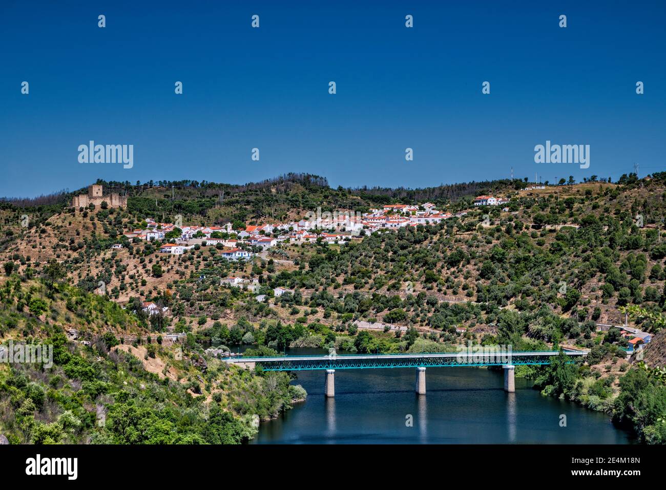 Castelo de Belver, medieval castle over Tagus River (Rio Tejo), town of ...