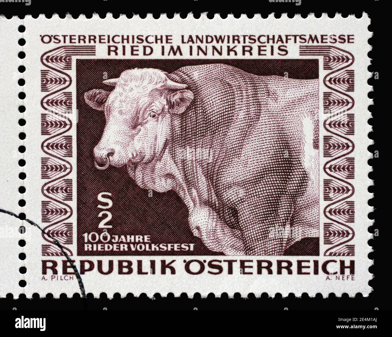 Stamp printed by Austria shows Prize bull, Austrian Agricultural Fair ...