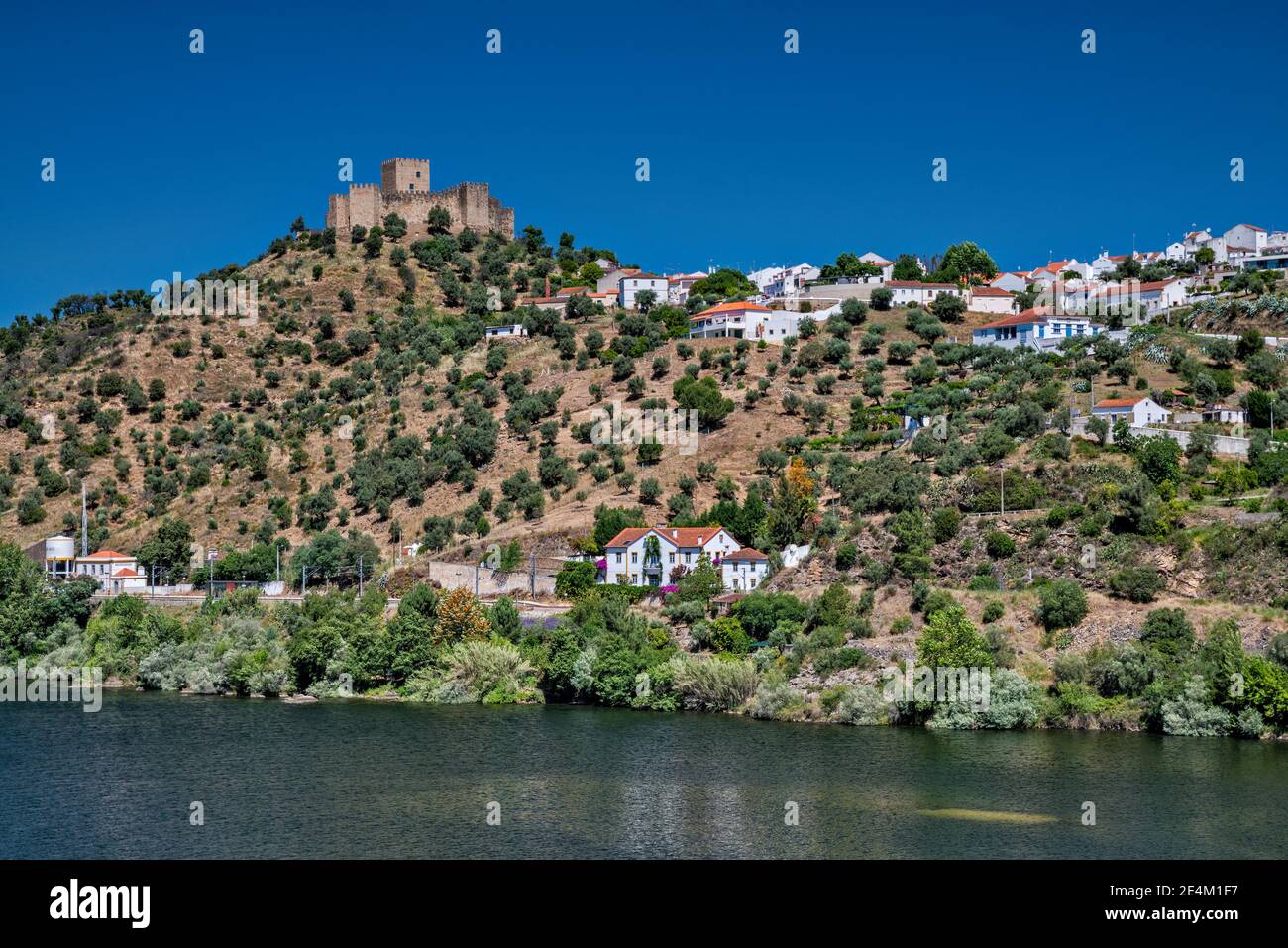 Castelo de Belver, medieval castle over Tagus River (Rio Tejo), town of ...