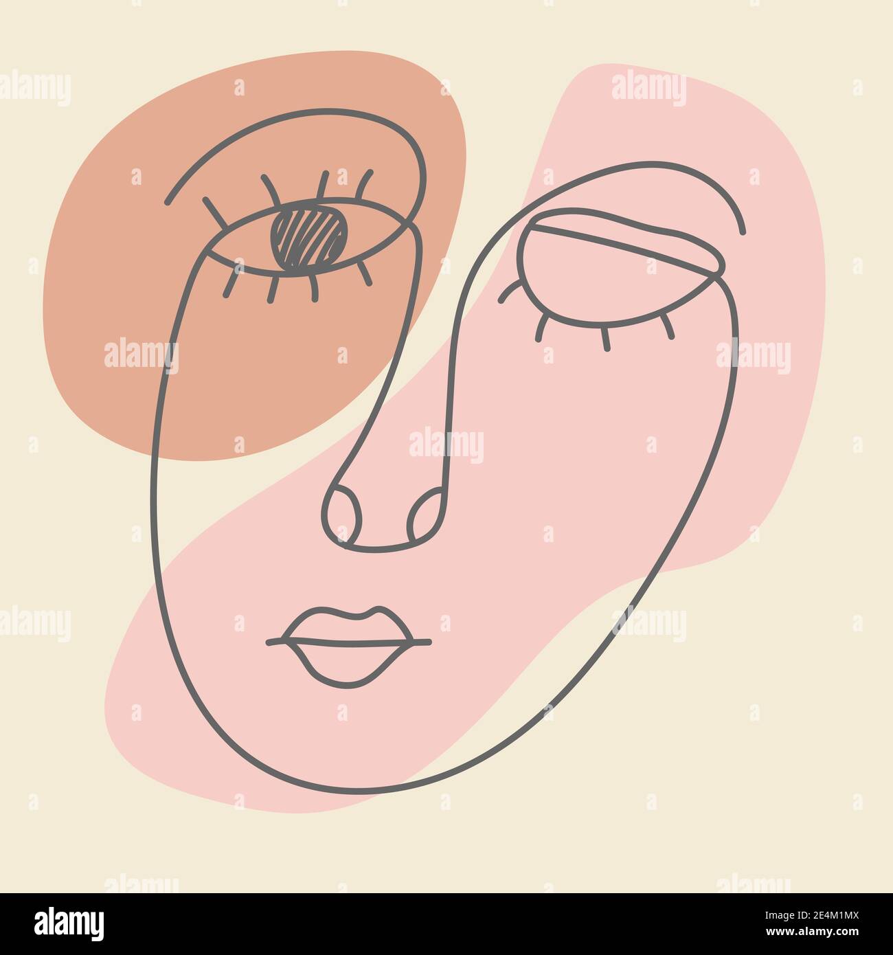 Abstract face in a minimalist style. Linear vector illustration. Flat ...