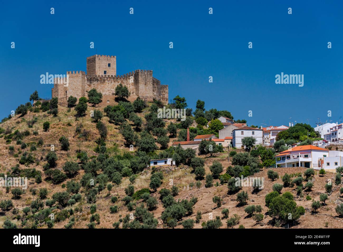 Castelo de Belver, medieval castle over Tagus River (Rio Tejo), town of ...