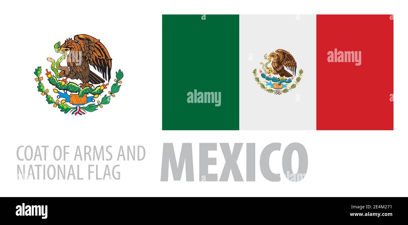 Vector set of the coat of arms and national flag of Mexico Stock Vector Image & Art - Alamy