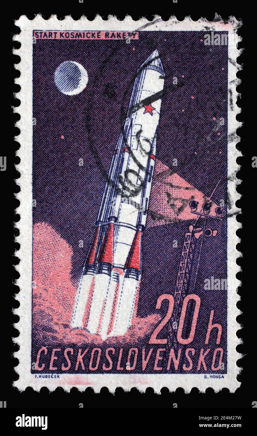 Vintage rocket stamp hi-res stock photography and images - Alamy