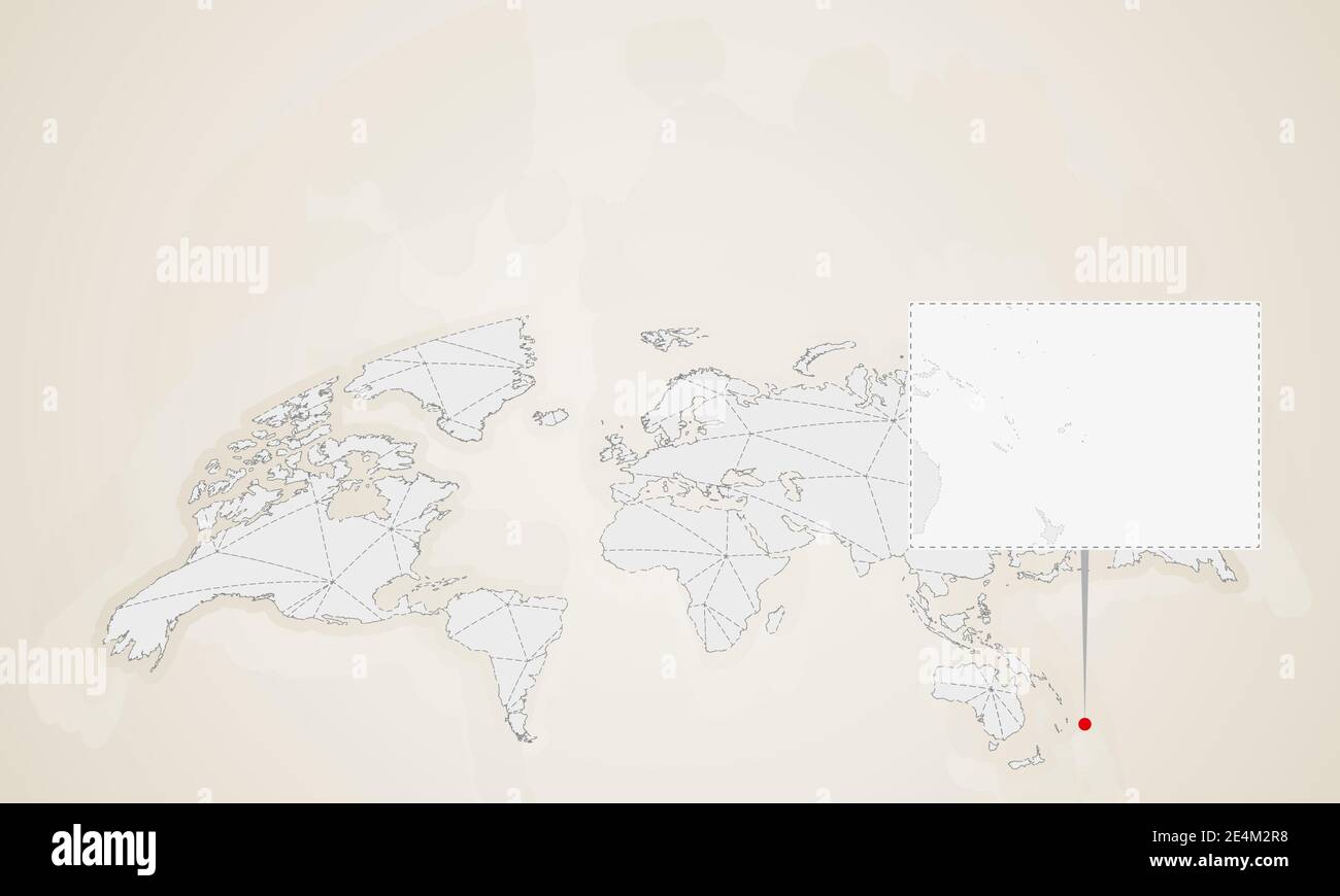 Map of Tonga with neighbor countries pinned on world map. Abstract ...