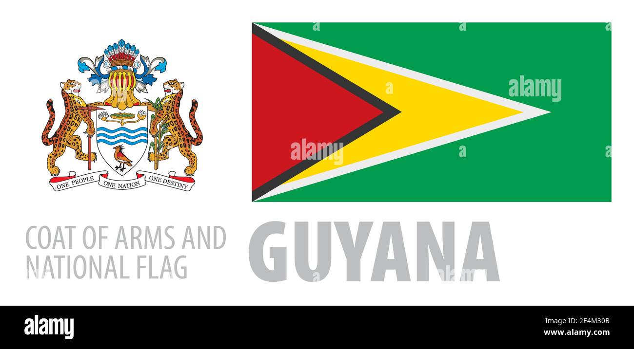 Vector set of the coat of arms and national flag of Guyana Stock Vector Image & Art - Alamy