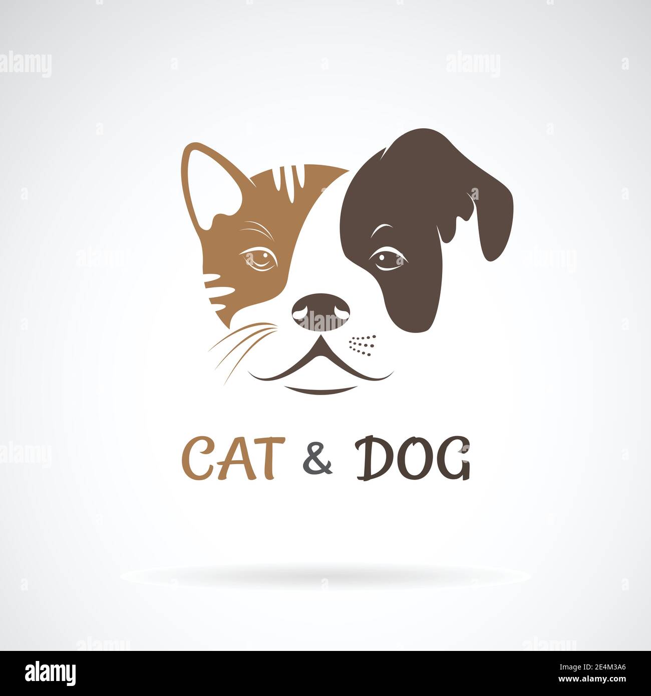 Vector of cat face and dog face design on a white background. Pets. Animal. Easy editable ...
