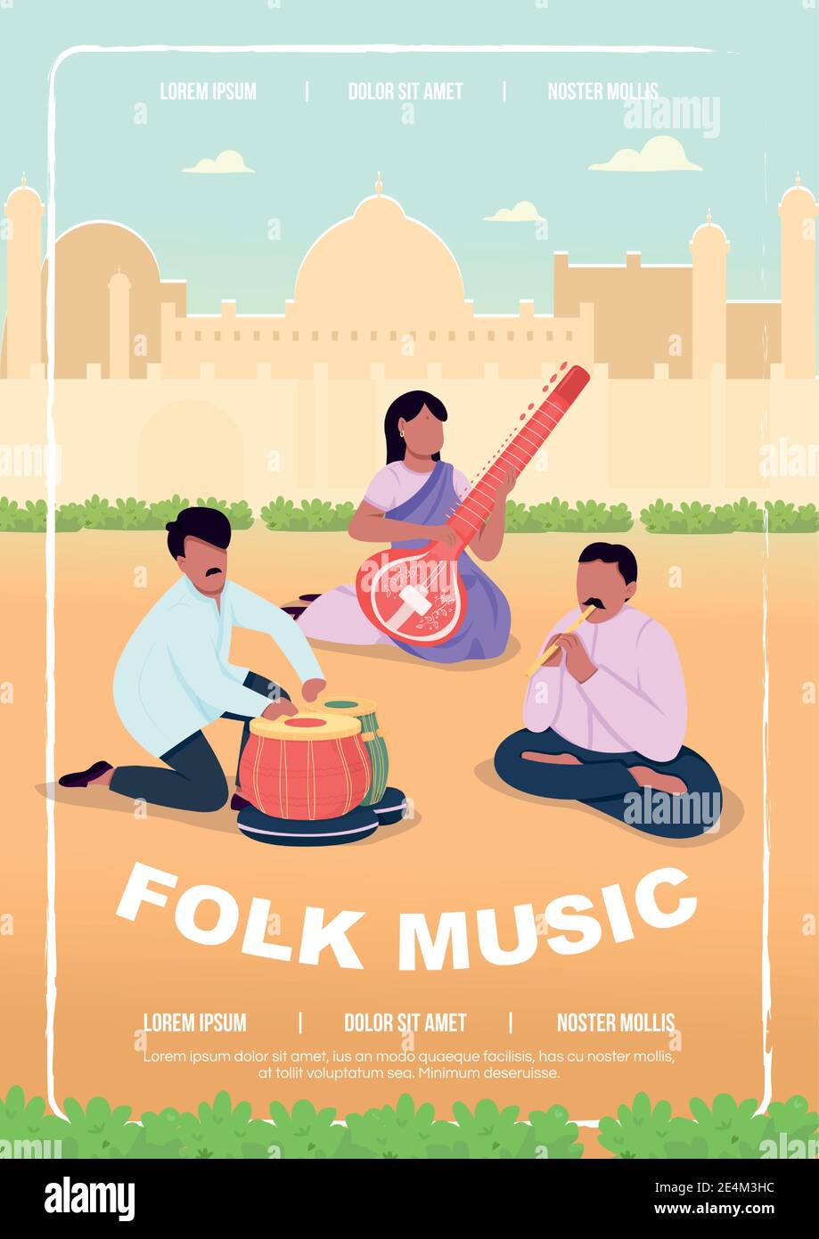 Folk music poster flat vector template Stock Vector Image & Art - Alamy