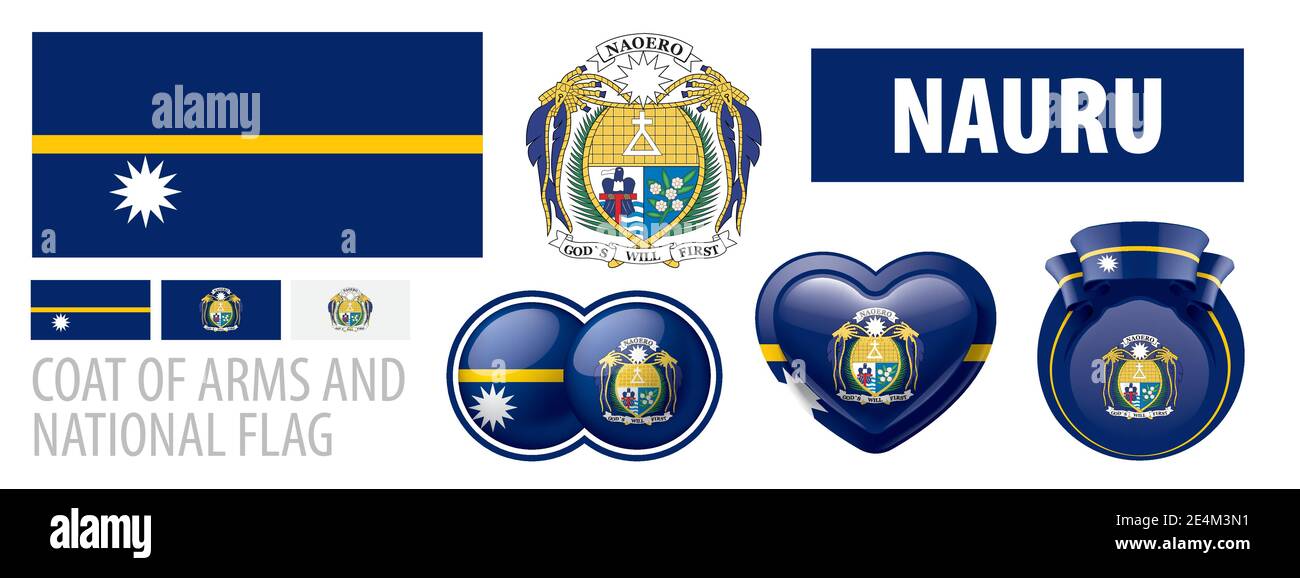 Vector set of the coat of arms and national flag of Nauru Stock Vector ...