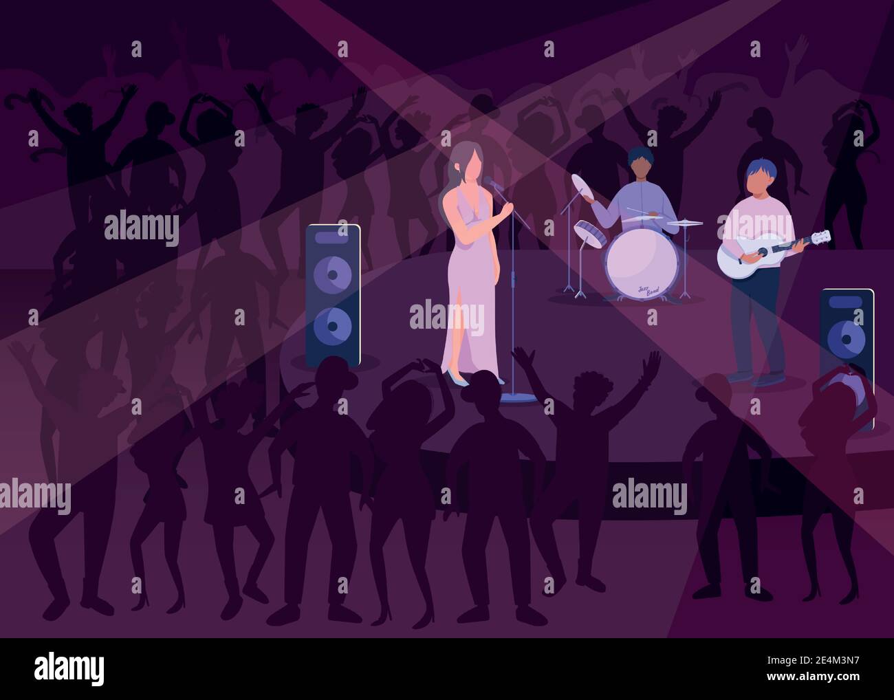 Night club party flat color vector illustration Stock Vector Image ...