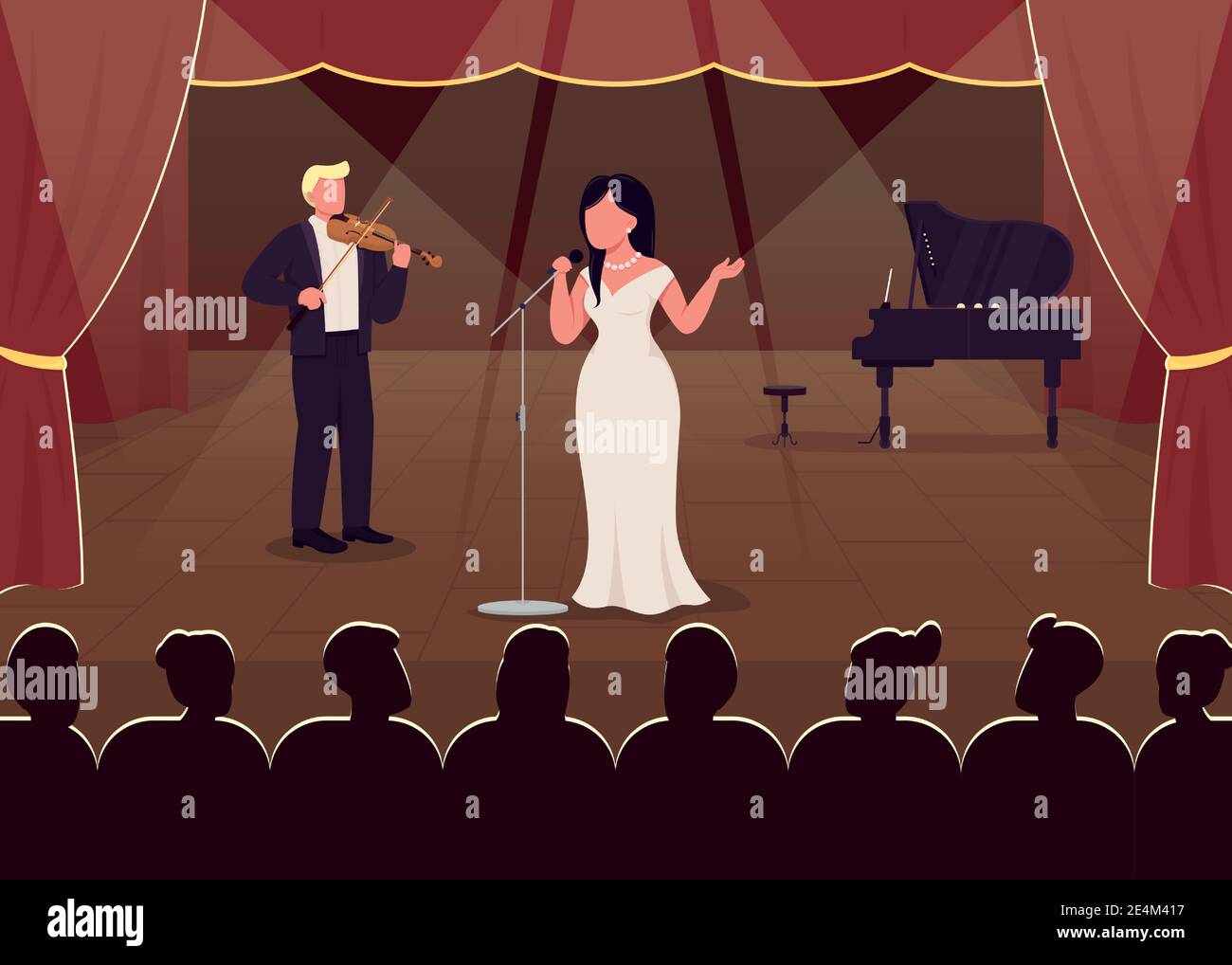 Concert hall perfomance flat color vector illustration Stock Vector ...