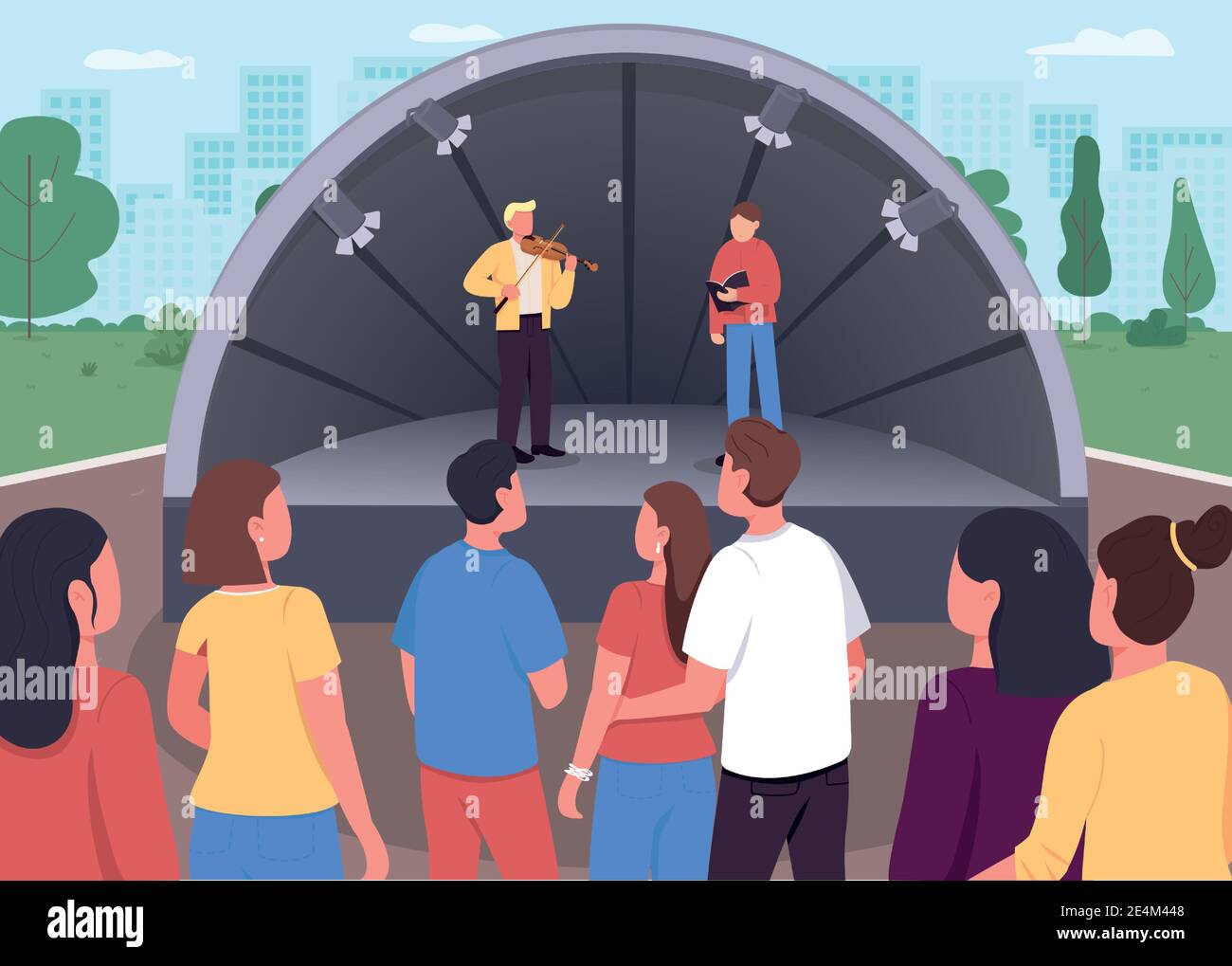 Live music concert flat color vector illustration Stock Vector Image ...