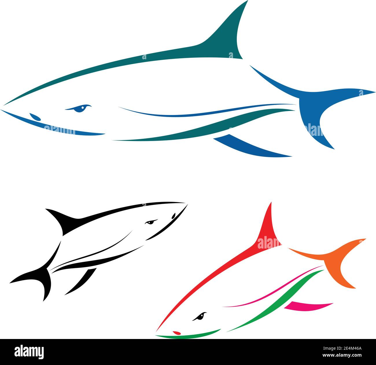 Vector illustration of shark banner on white background. Easy editable ...