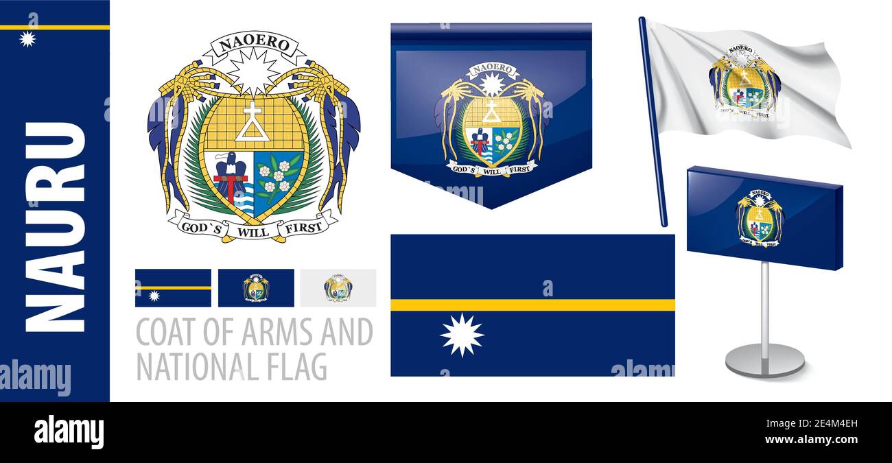 Vector set of the coat of arms and national flag of Nauru Stock Vector ...