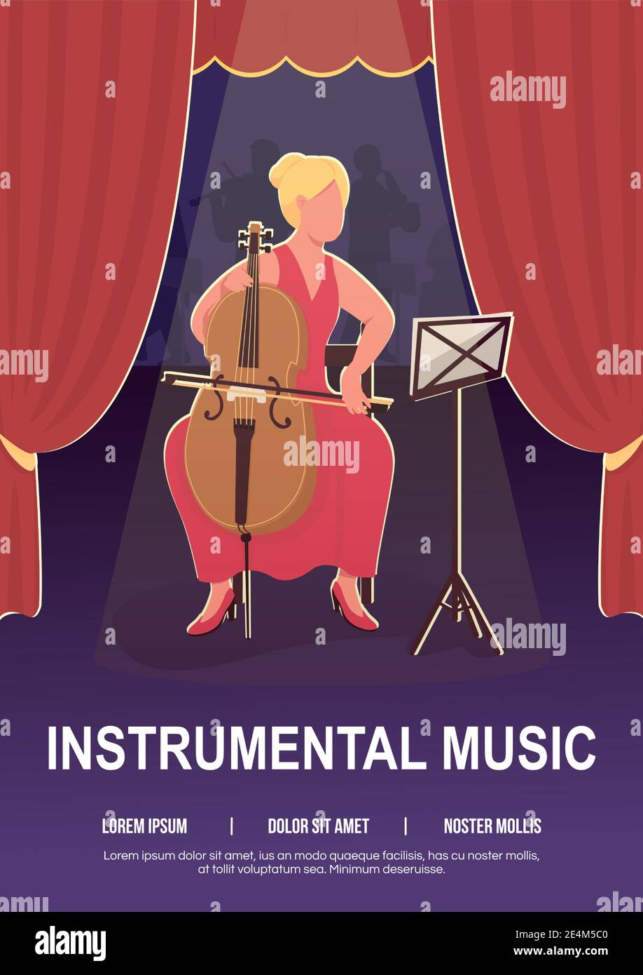Instrumental music poster flat vector template Stock Vector Image & Art ...