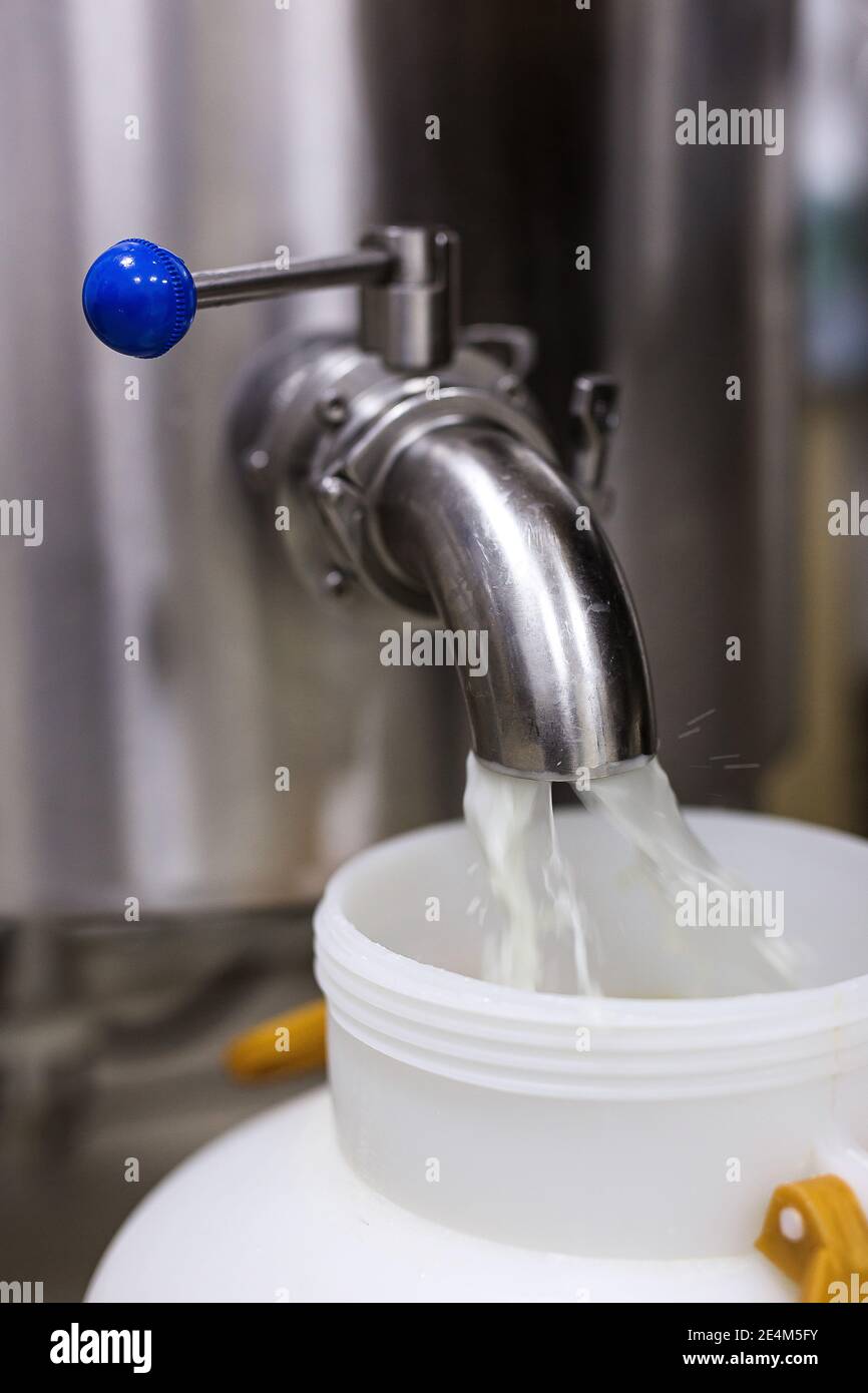 equipment of a private cheese factory and stages of preparation and ...